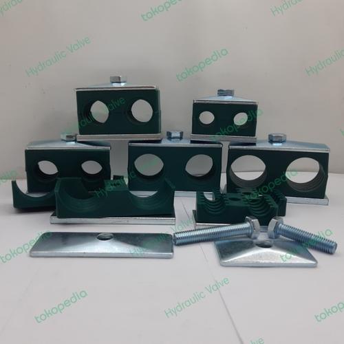Jual klem pipa hidrolik 10 mm lobang 2 hydraulic pipe clamp schedule 1/ ...