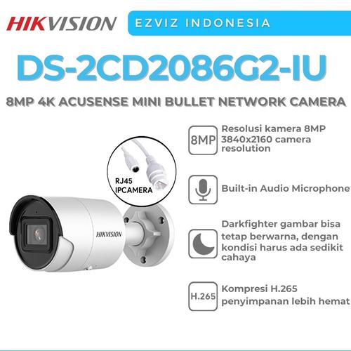 Jual HIKVISION DS-2CD2086G2-IU 8MP 4K ACUSENSE MINI BULLET NETWORK ...