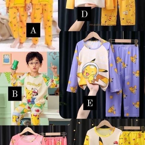 Jual Piyama Import Pikachu Pokemon Baju Tidur Anak Panjang / Pendek ...