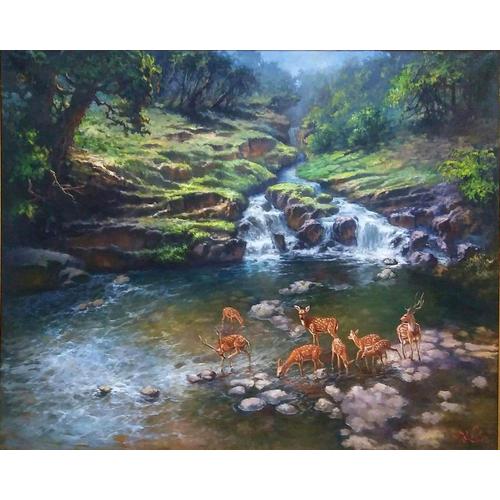 Jual Lukisan Pemandangan Rusa - Jakarta Selatan - Ong Art | Tokopedia
