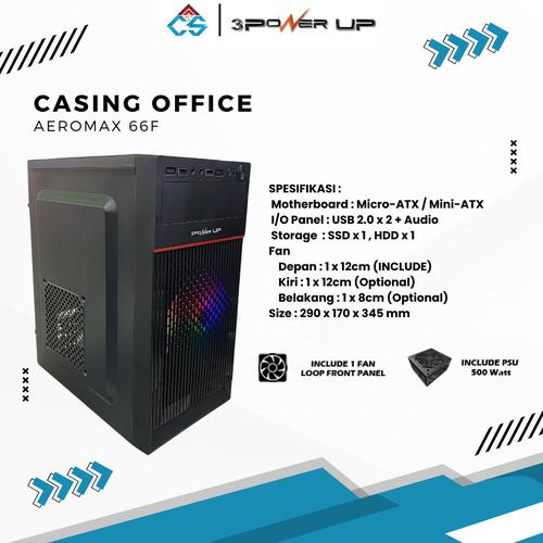 Jual Casing Power Up Micro ATX AEROMAX With PSU 500W - AM58x - Kota ...