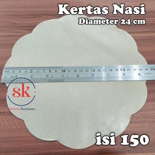 Jual (ISI 150) Kertas Nasi Bunga Kertas Nasi Bulat Coklat Alas Piring ...