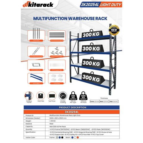 Promo KITARACK 3K2025 4L- RAK GUDANG 2000 X 600 X 2500MM 4LAYER 300KG ...