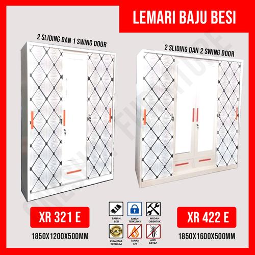 Jual Lemari Pakaian Besi 3 Pintu Sliding Swing Anti Rayap Banjir 321 422 E - XR325, NON RAKIT ...