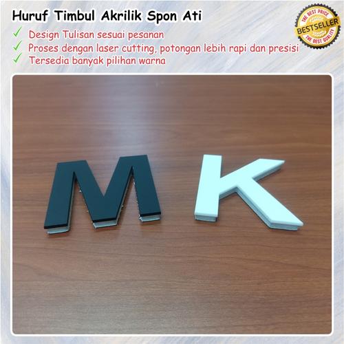 Jual Huruf Timbul Custom Acrylic Spon - Putih, Spon Hitam 15mm ...