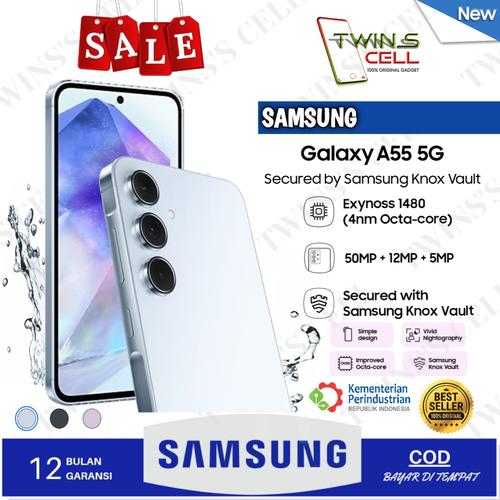 Jual SAMSUNG GALAXY A55 5G 8/256GB | GARANSI RESMI SAMSUNG - ICE BLUE ...