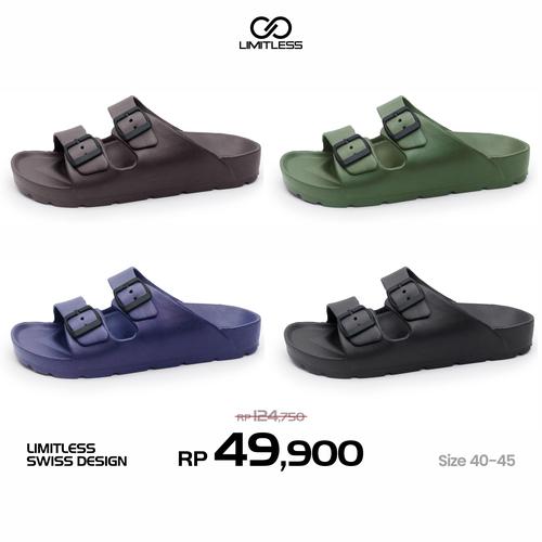 Jual Sandal Pria Slip On Sendal Slop Cowok Polos Selop Ringan Sendal ...