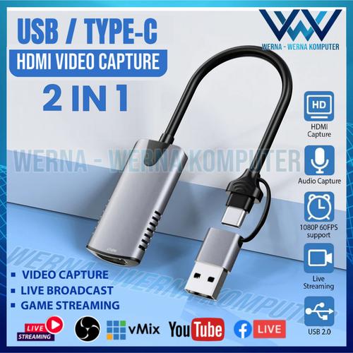 Jual HDMI VIDEO CAPTURE CARD DONGLE 2IN1 USB + TYPE C - USB 2.0 DONGLE ...