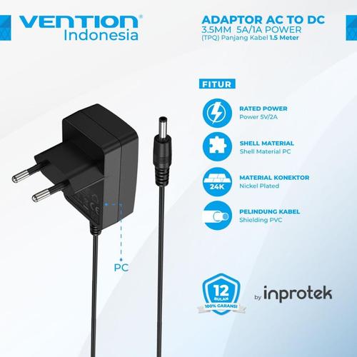Jual Vention Adaptor Acdc 5V/1A Power Supply Adapter Ac To Dc 3.5Mm ...