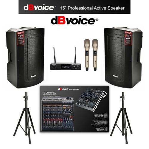 Jual paket speaker aktif 15 inch original db voice mic wireless mixer ...