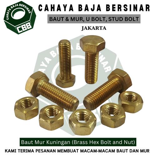 Jual Baut Mur Kuningan M8 - 1.25 (Brass Hex Bolt and Nut) - M8 x 16mm ...