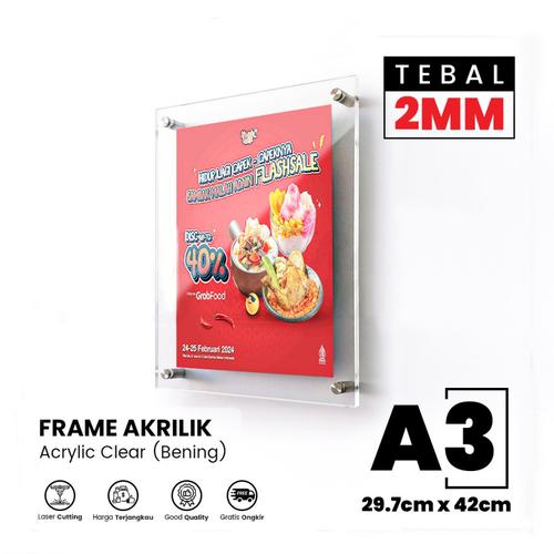 Jual Frame Brosur Akrilik A3 - Bingkai Acrylic Display Poster Dinding ...