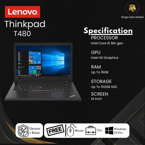 Jual Laptop Lenovo Thinkpad T480 I5 Gen8 Ram 16GB SSD 512GB Bergaransi ...