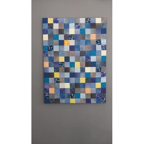 Jual Shades of Blue wall hanging patchwork quilt frame kayu - Kota ...