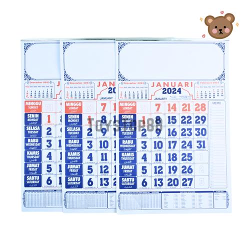 Jual Kalender Dinding Polos Tahun 2024 Ukuran 49x32 cm - Calendar Kerja ...