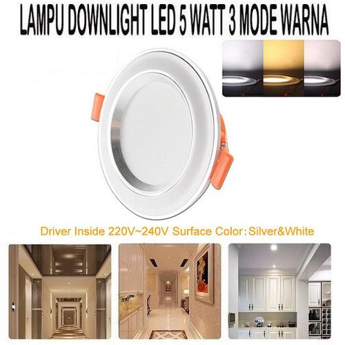 Jual Lampu Downlight led 3 Warna 5W 5 Watt Putih/Kuning/Warmwhite ...