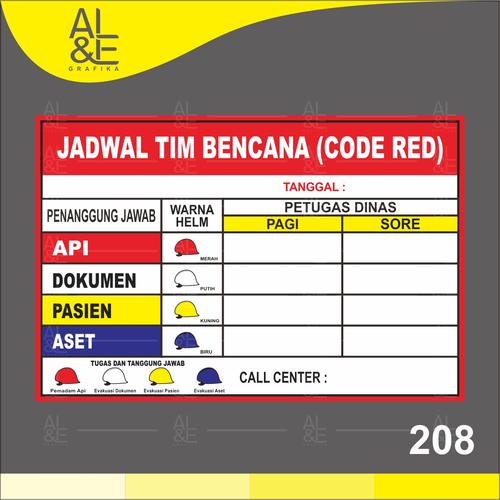 Jual 208 - STIKER JADWAL TIM BENCANA (CODE RED) - VINYL STIKER RITRAMA - 45 x 30 cm - Kota Medan ...