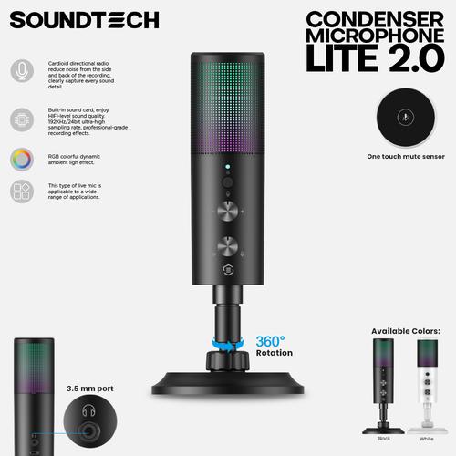 Promo SOUNDTECH Lite 2.0 USB Microphone Condenser Cardioid RGB ...