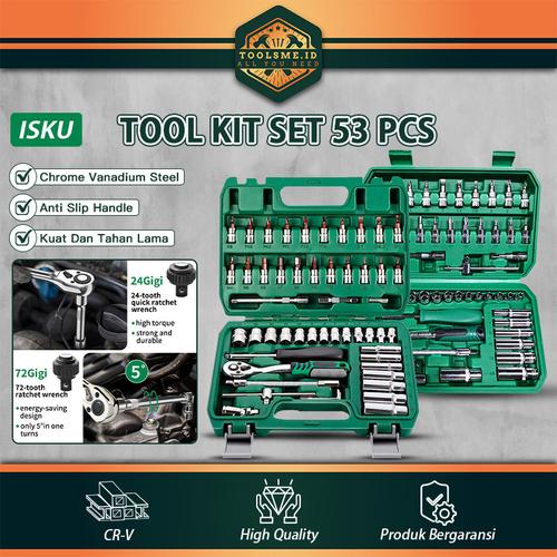 Jual ISKU Kunci Shock Set Kunci Mata Sok 53 PCS Set Socket 1/4 " Full ...