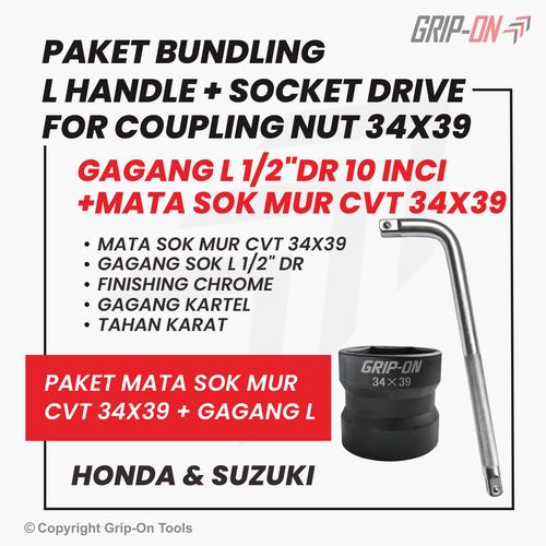 Jual GRIP-ON PAKET MATA SOK MUR CVT 34X39 DAN GAGANG L 1/2" DR 10 INCH ...