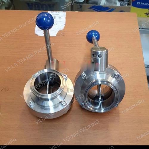 Jual Butterfly Valve Sanitary SS316 FERRULE SIZE 1" INCH / FOOD GRADE ...
