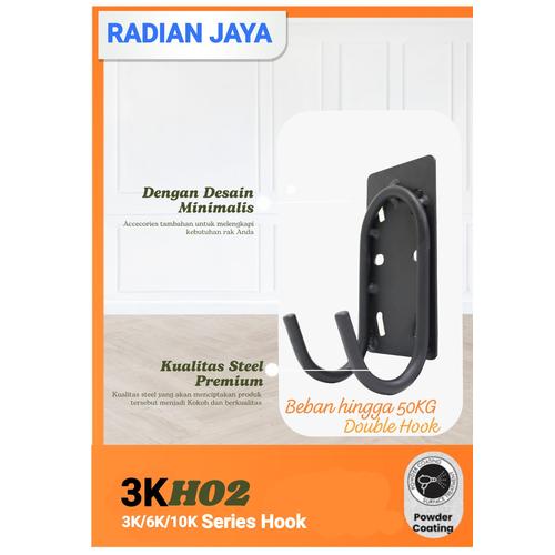 Jual Double Hook Kitarack 3K/6K/10K Series Gantungan Besi 50KG Hitam ...