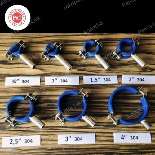 Jual 3" inch Clamp Pipa Sanitary / Klem Pipa Holder Stainless SS304 ...