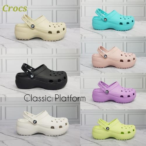 Jual Sandal Crocs Classic Platform Tebal 5 Cm Original - Peach, 37 ...