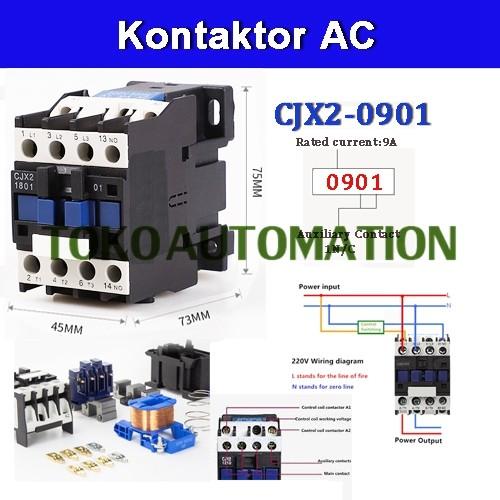 Jual CJX2-0901 CJX2 - 0901 220V AC 9A contactor 3P+NC contact SD53 - Jakarta Utara - toko puwei ...
