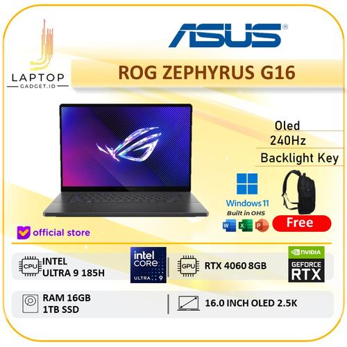Promo Asus Rog Zephyrus G16 Oled Rtx4060 8GB Ultra 9 185H 16GB 1TB W11 ...