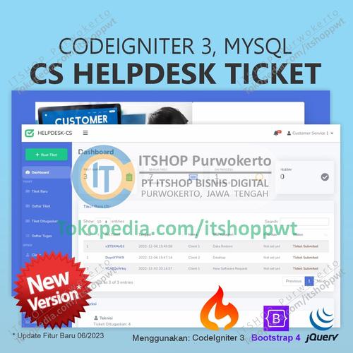 Jual Source Code Aplikasi Web CS Help Desk Ticket CS Helpdesk Codeigniter - Kab. Banyumas ...