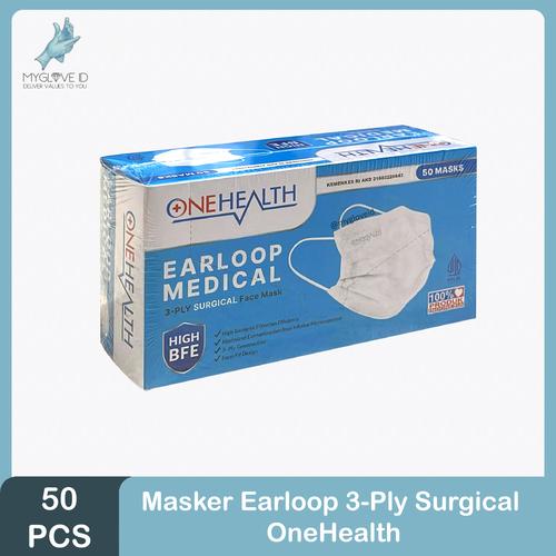 Jual Medical Face Mask / Masker Medis Earloop 3 Ply Onehealth isi 50 ...