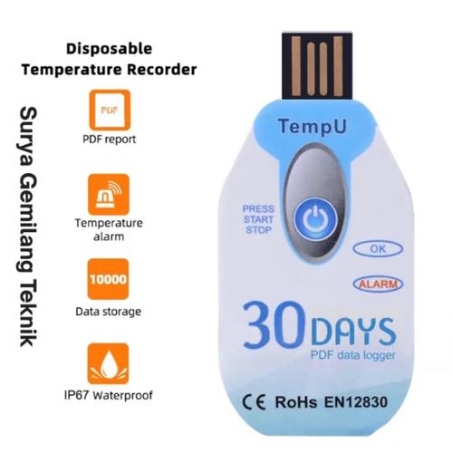 Jual Temperature Data Logger Single Use 30 Days TempU Tzone Thermometer USB - Jakarta Barat ...