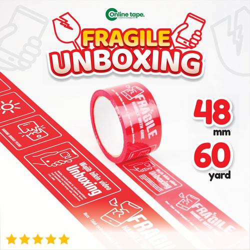 Jual lakban fragile unboxing 48mm x 60 Yard / jangan dibanting wajib ...