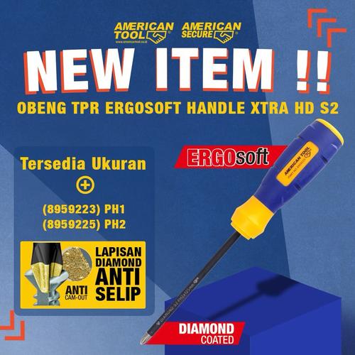 Jual Obeng ErgoSoft Handle Diamond Coated Plus S2 American Tool PH1 PH2 + - PH1 100 MM - Kab ...