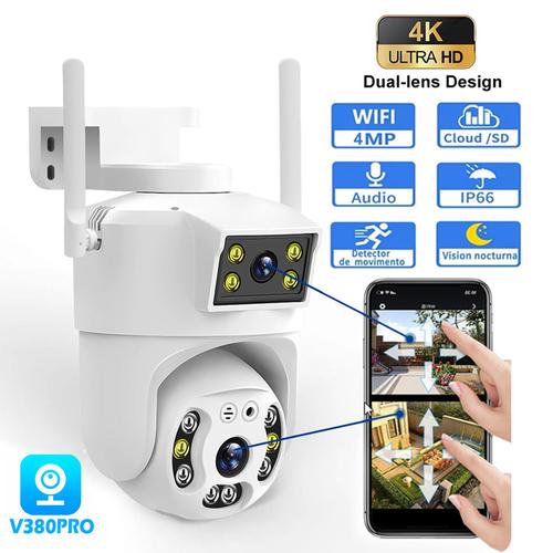 Promo Alarm IP Camera Full HD CCTV 8 MP double Dual Lens Zoom Outdoor ...