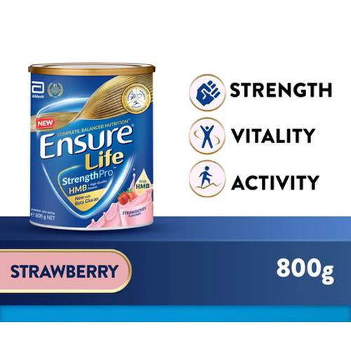 Jual Ensure Milk Powder Life HMB Strawberry Less Sweet 850g - Singapore ...