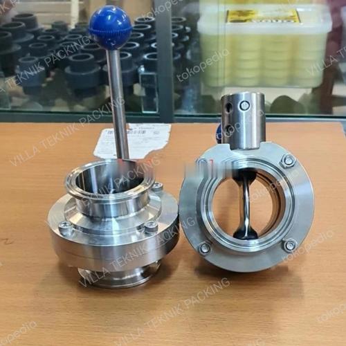 Jual Butterfly Valve Sanitary SS304 FERRULE SIZE 1" INCH / FOOD GRADE ...