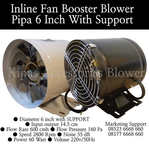 Jual Inline Fan 6 Inch Booster Blower Pipa 6 inch 220V with Support ...