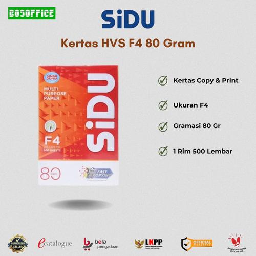 Jual Kertas HVS SIDU F4 80 Gram (1 Rim 500 Lembar) Kertas Multifungsi ...