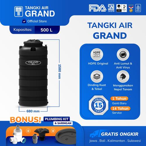 Promo Tangki Tandon Air Grand Slim Ramping 500 L Sertifikasi Halal ...