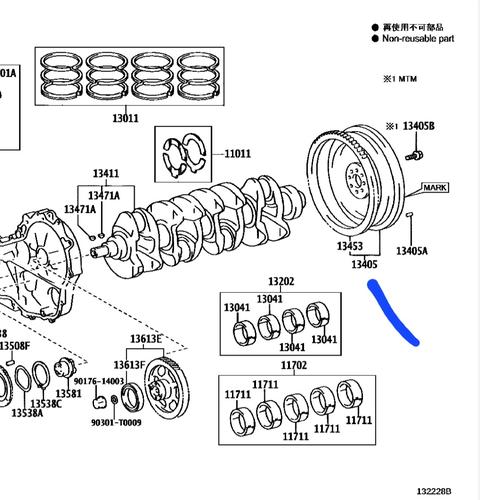Jual flywheel Toyota Hilux DC double cabil diesel 2KD 13405-0L021 ...