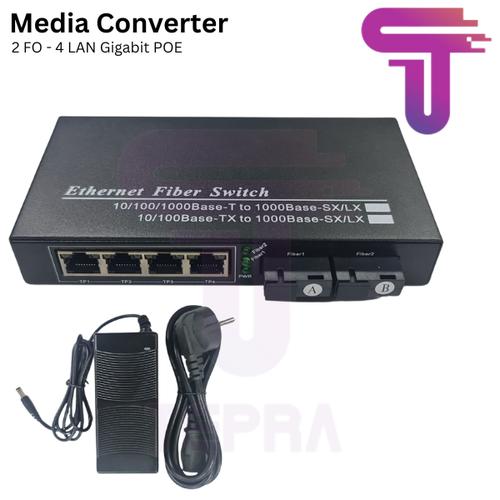 Jual Media Converter Ethernet Fiber Switch FO 2 SC 4 LAN POE Gigabit Switch - Jakarta Barat ...
