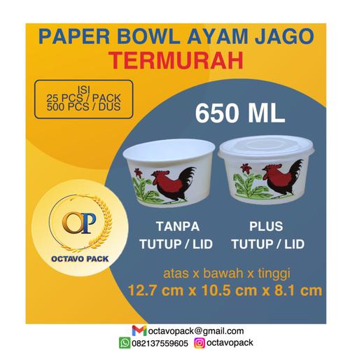 Jual Paper Bowl Ayam Jago 650ml / Mangkok Kertas Ayam Jago Tahan Panas - 650ML TANPA LID - Kota ...