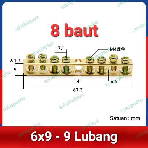 Jual Terminal Kabel Blok Netral Block 8 Pole M4 6x9 mm Kuningan Ground ...