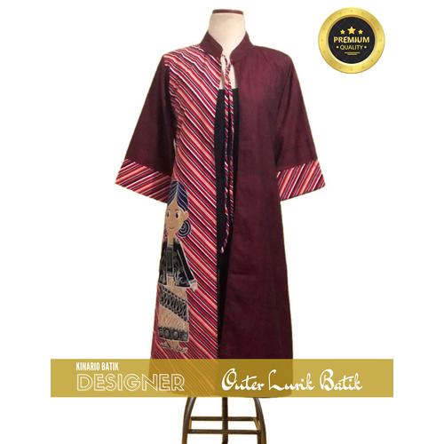 Jual Outer Batik Wanita Kinario Kimono krah Shanghai Batik Lurik Pedan ...