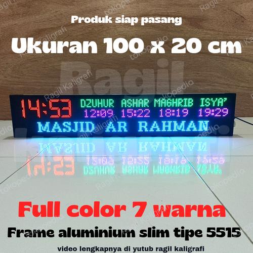 Jual Siap pasang jam jadwal sholat p5 rgb full color uk 100 x 20 cm jam ...