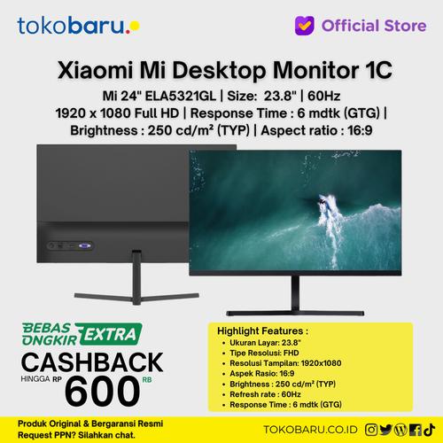 Promo Xiaomi Mi Desktop Monitor 1C 23,8 inch Full HD Slim Cicil 0% 3x ...