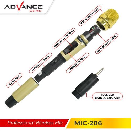 Jual Advance Mic Professional Wireless Microphone double MIC-206 ...