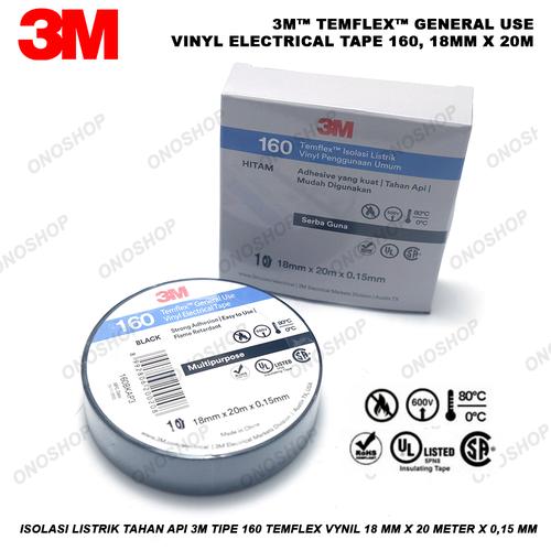 Jual Isolasi Listrik Tahan Api 3M Tipe 160 Temflex Vynil 18 mm x 20 ...